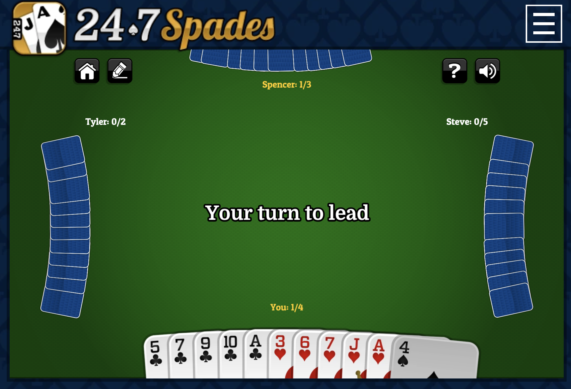 Spades 247 - Play Online Free Spades
